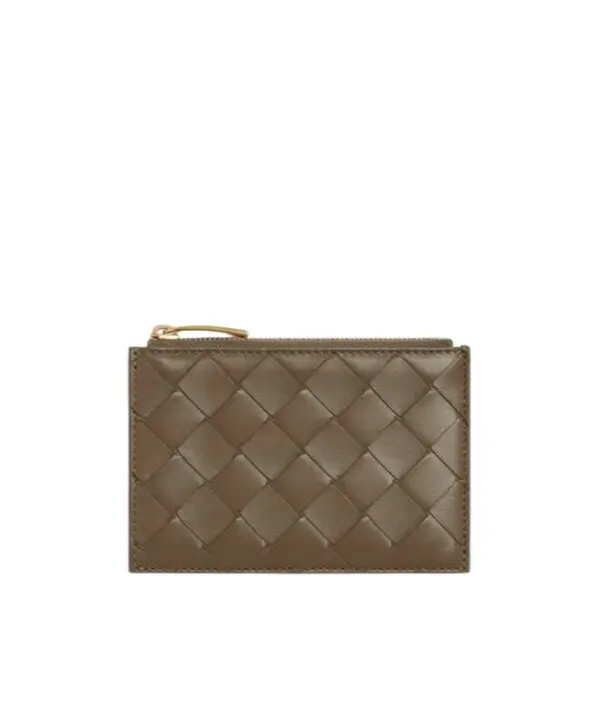 Bottega Veneta Intrecciato Zipped Card Case - Pine Cones