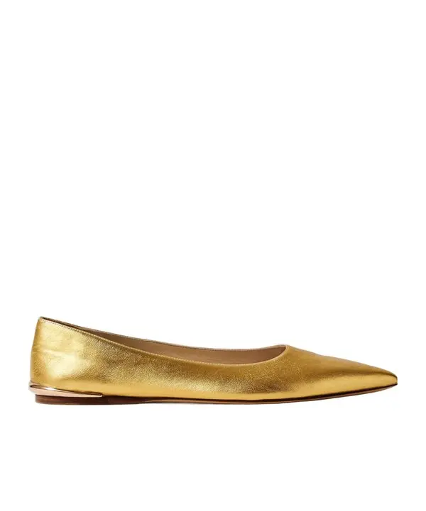 Gabriela Hearst Fleur Embellished Metallic Leather Ballet Flats - Brown