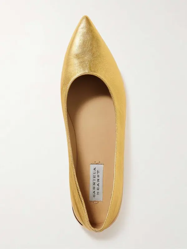 Gabriela Hearst Fleur Embellished Metallic Leather Ballet Flats - Brown