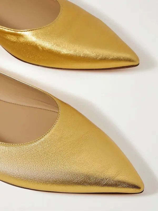 Gabriela Hearst Fleur Embellished Metallic Leather Ballet Flats - Brown