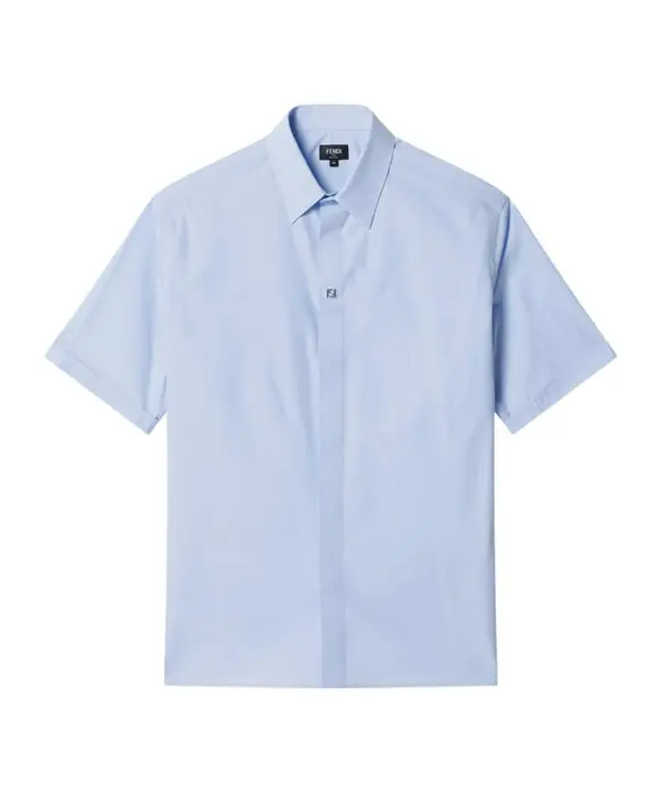 Fendi Ff Plaque Short Sleeved Shirt - Blue