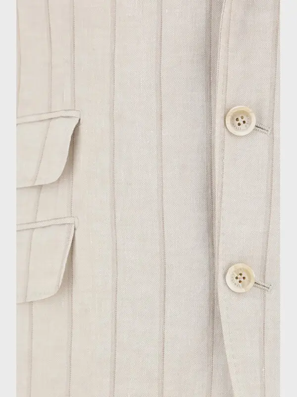 Brunello Cucinelli Striped Single-breasted Blazer - White