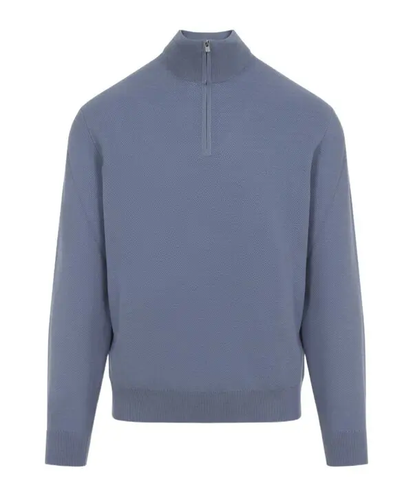 Ralph Lauren Half-zip Knitted Sweater - Soft Blue