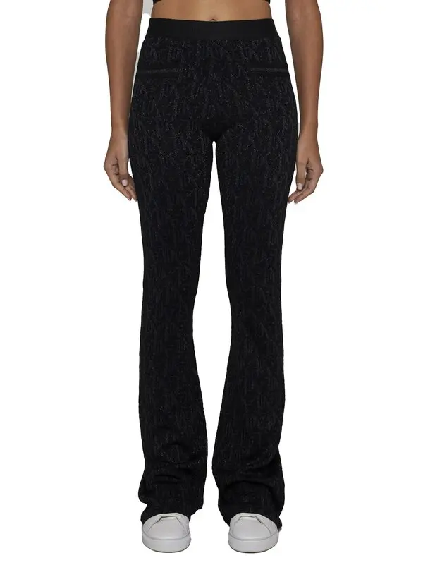 Palm Angels Monogram Jacquard Knitted Flare Pants - Black