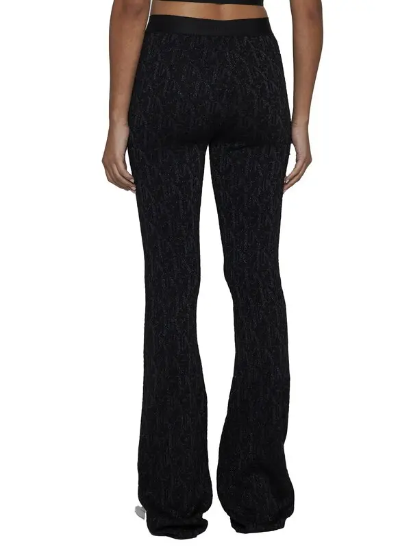 Palm Angels Monogram Jacquard Knitted Flare Pants - Black
