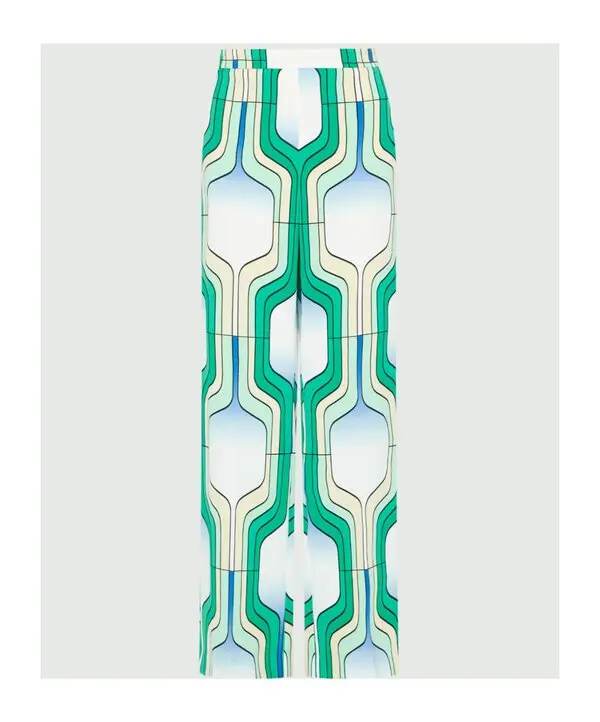 Marella Graphic Print Wide-leg Trousers - Green
