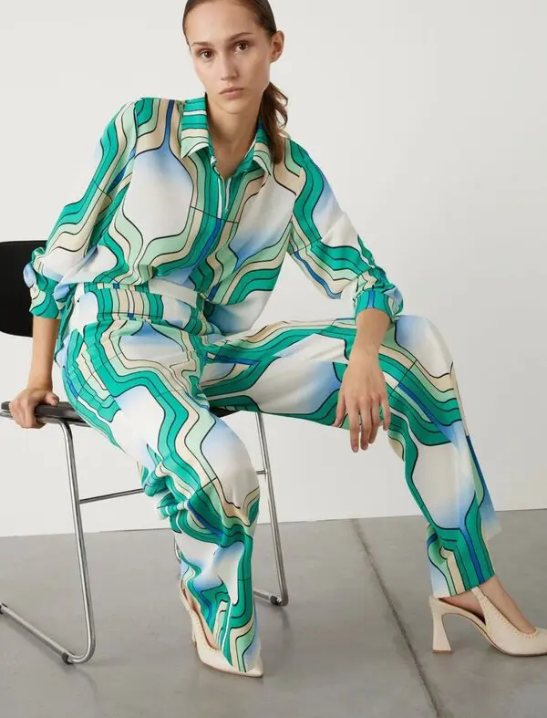Marella Graphic Print Wide-leg Trousers