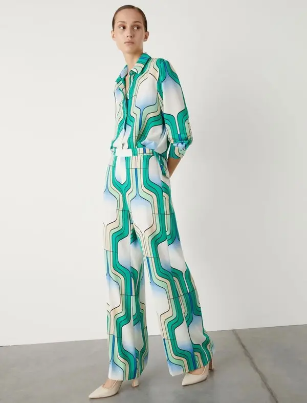 Marella Graphic Print Wide-leg Trousers