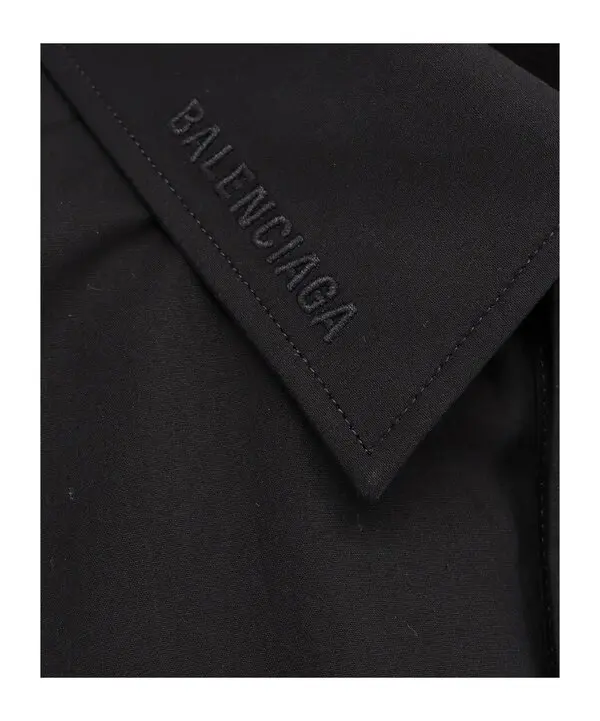 Balenciaga Long-sleeved Shirt With Chest Pocket And Asymmetrical Hem