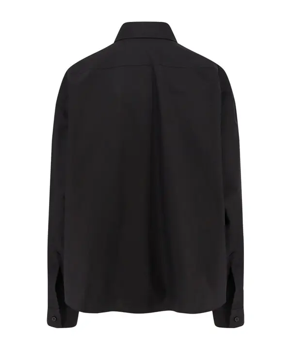 Balenciaga Long-sleeved Shirt With Chest Pocket And Asymmetrical Hem - Black