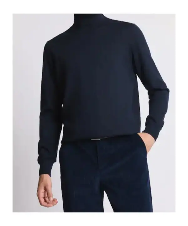 FAY Wool Shaved Knit Turtleneck - Blue