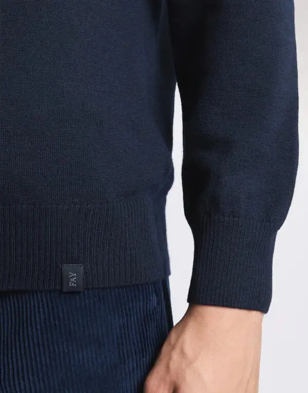 FAY Wool Shaved Knit Turtleneck - Blue