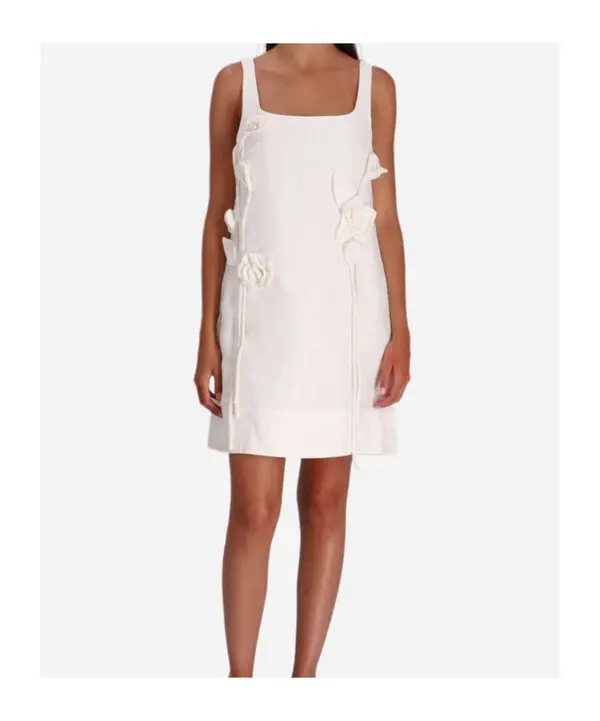 Farm Rio Floral Appliqué Sleeveless Mini Dress