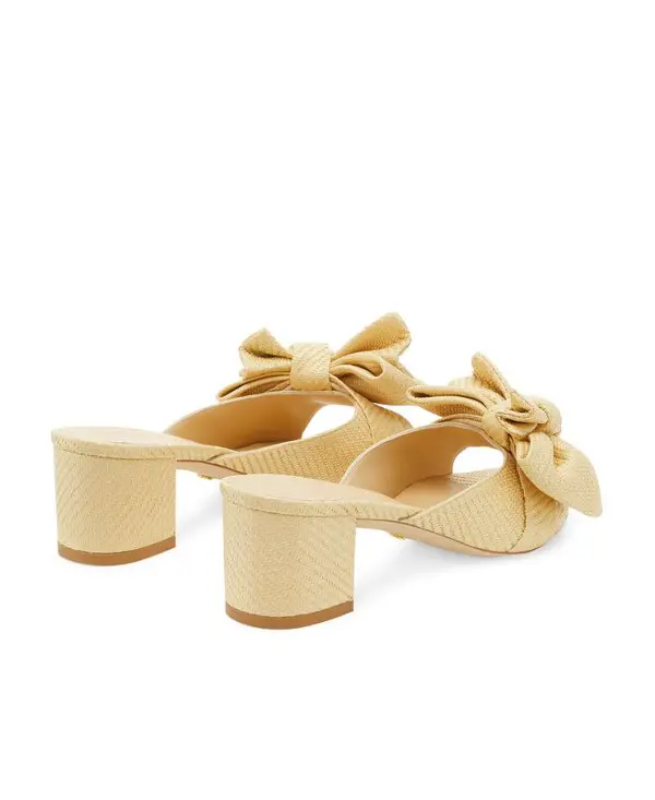 STUART WEITZMAN Loveknot 50 Raffia Block Heel Slides