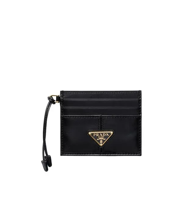 Prada Logo Plaque Open Top Card Holder - Black