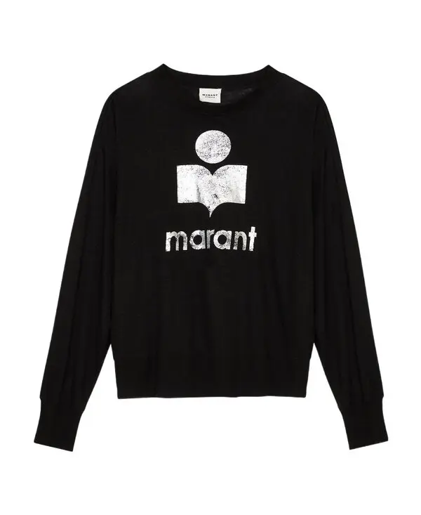 Isabel Marant Étoile Logo Printed Long Sleeve T-shirt - Black