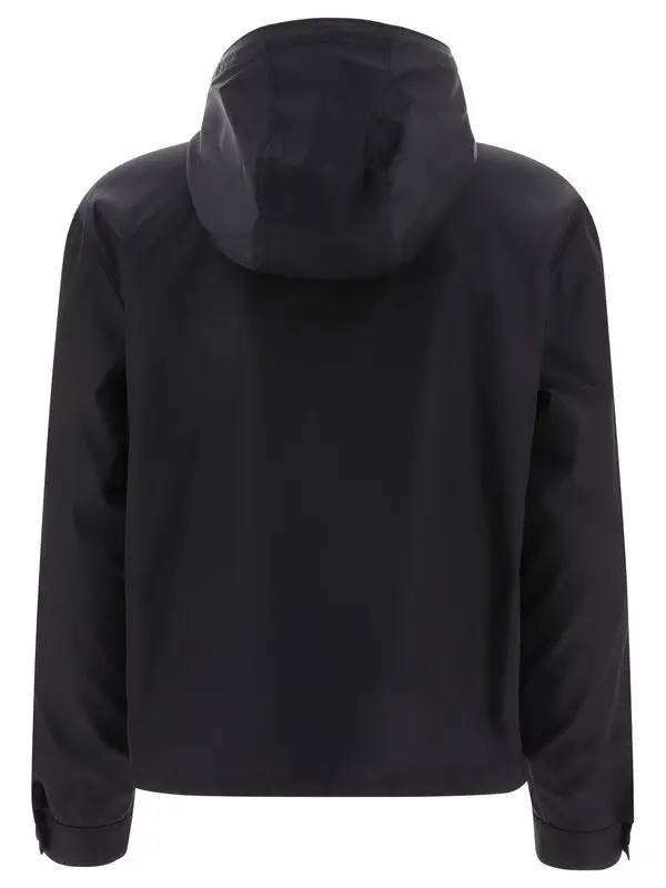 Prada Logo Plaque Zip-up Hooded Jacket