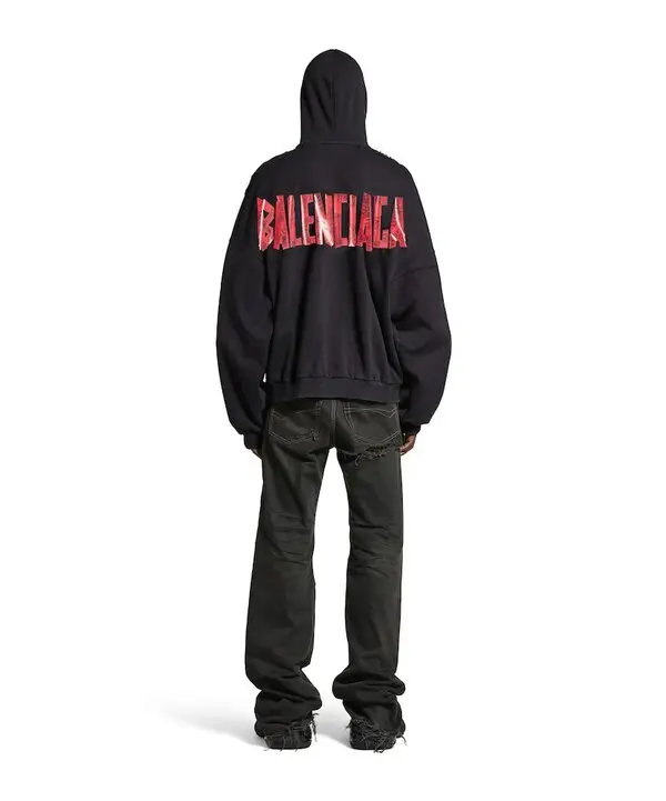 Balenciaga Security Tape Logo Zip-up Hoodie