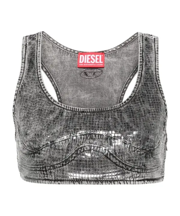 DIESEL® Sequin-effect Denim Cropped Top