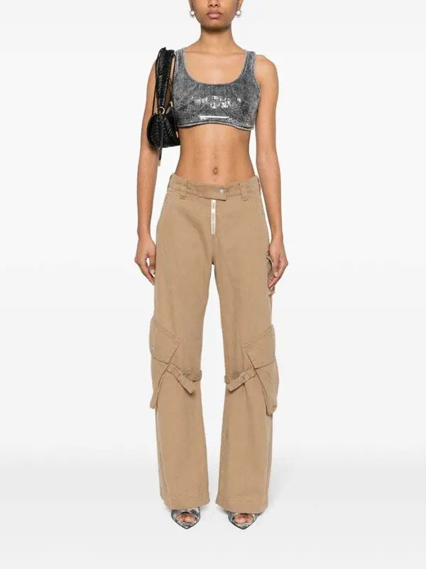DIESEL® Sequin-effect Denim Cropped Top