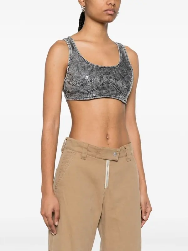 DIESEL® Sequin-effect Denim Cropped Top