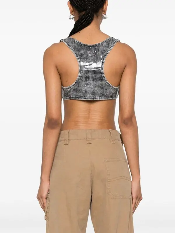 DIESEL® Sequin-effect Denim Cropped Top