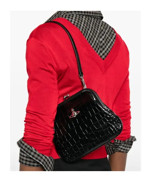 VIVIENNE WESTWOOD Frame Embossed Shoulder Bag - Black