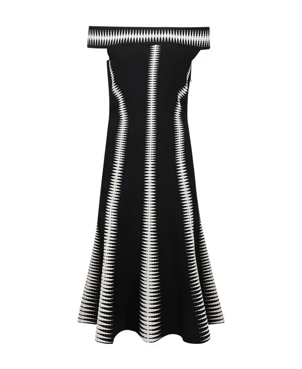 Alexander McQueen Off-the-shoulder Geometric Jacquard Dress
