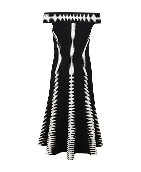 Alexander McQueen Off-the-shoulder Geometric Jacquard Dress