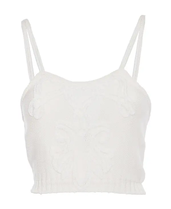 Alberta Ferretti Knitted Suspenders With Embroidery - White