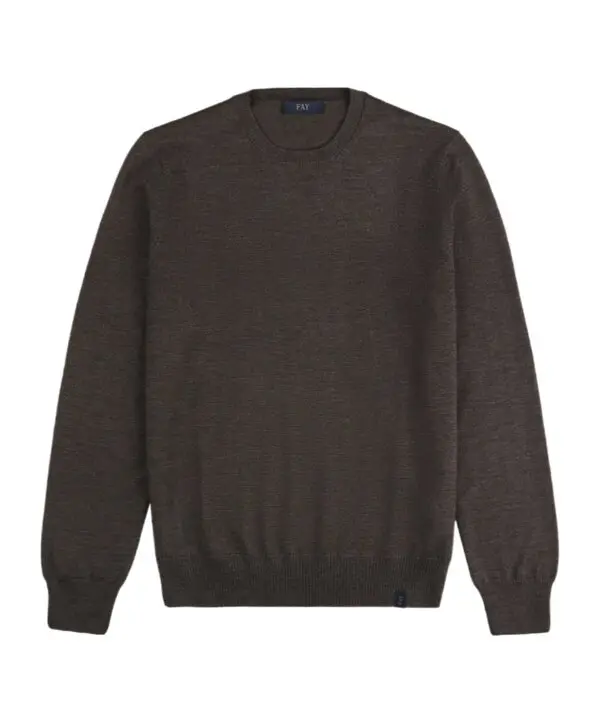 FAY Wool Round Neck Knitwear - Brown