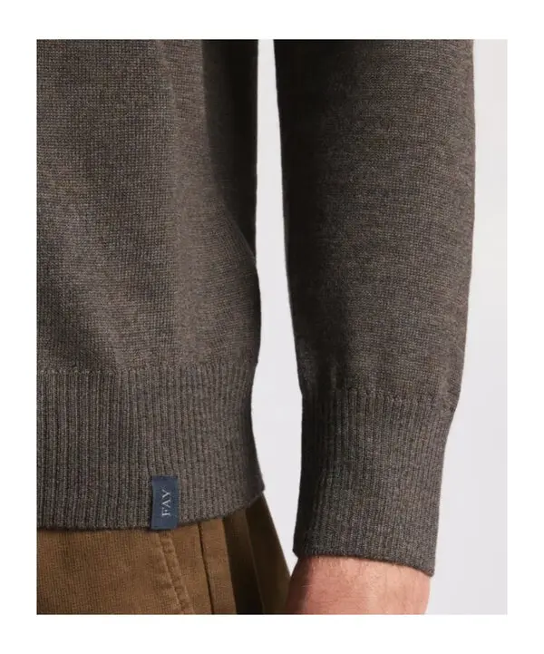 FAY Wool Round Neck Knitwear - Brown
