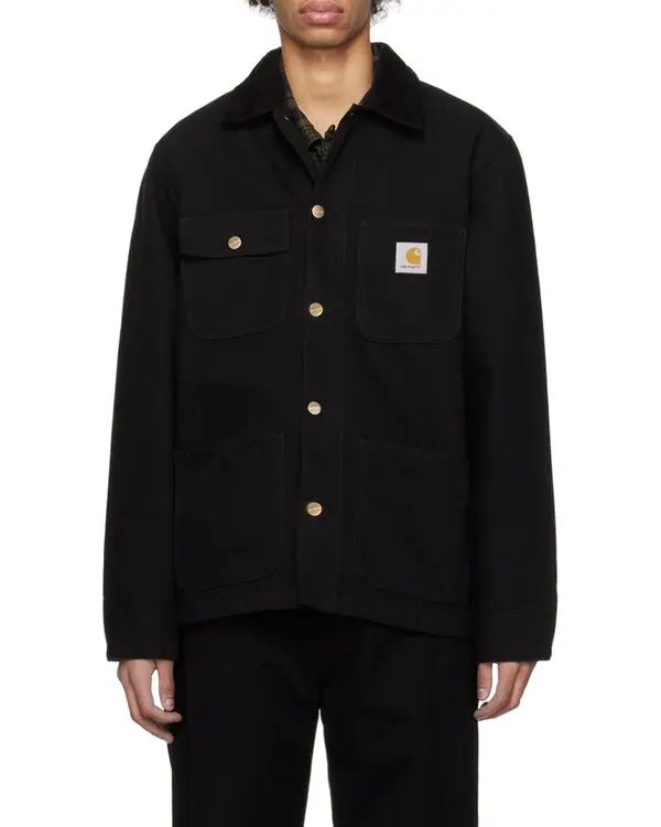 Carhartt Work In Progress Michigan Work Canvas Jacket With Corduroy Collar - Black