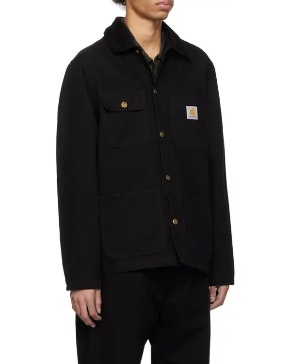 Carhartt Work In Progress Michigan Work Canvas Jacket With Corduroy Collar - Black