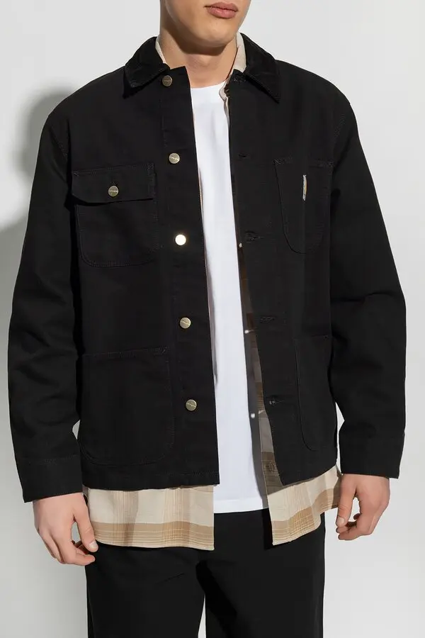 Carhartt Work In Progress Michigan Work Canvas Jacket With Corduroy Collar - Black