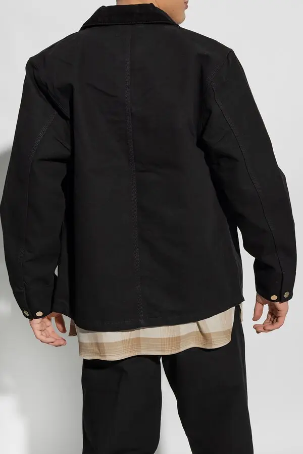 Carhartt Work In Progress Michigan Work Canvas Jacket With Corduroy Collar - Black