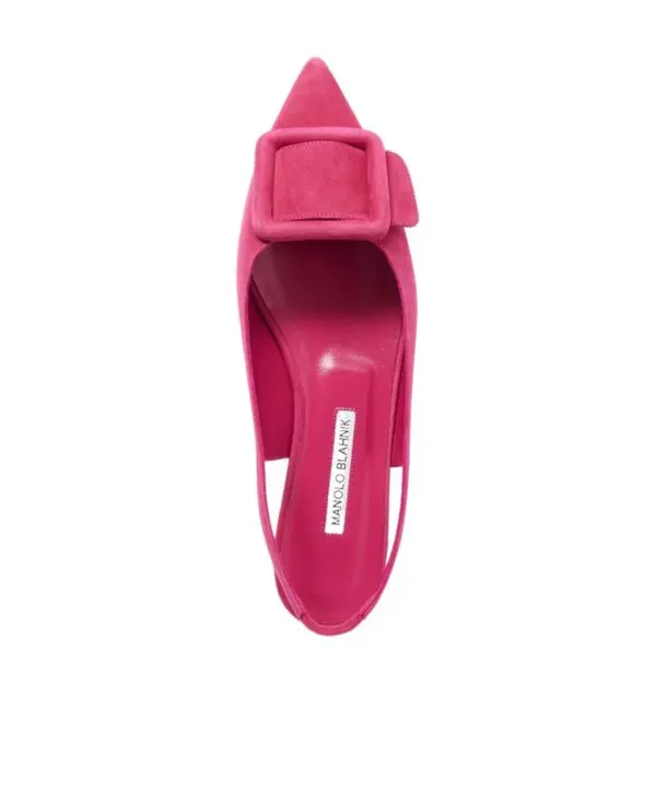 Manolo Blahnik Strappy Point-toe Flats With Buckle Detail - Red