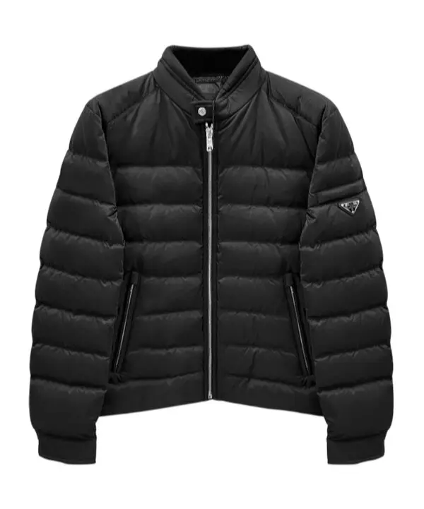 Prada Long-sleeved Quilted Jacket With Logo Embellishment