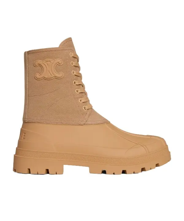 Celine Riley Lace-up Boot In Canvas - Caramel
