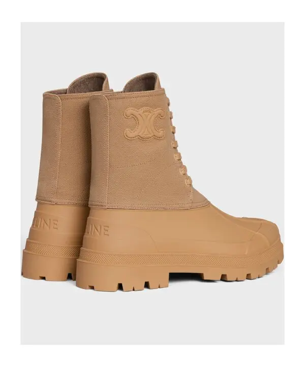 Celine Riley Lace-up Boot In Canvas - Caramel