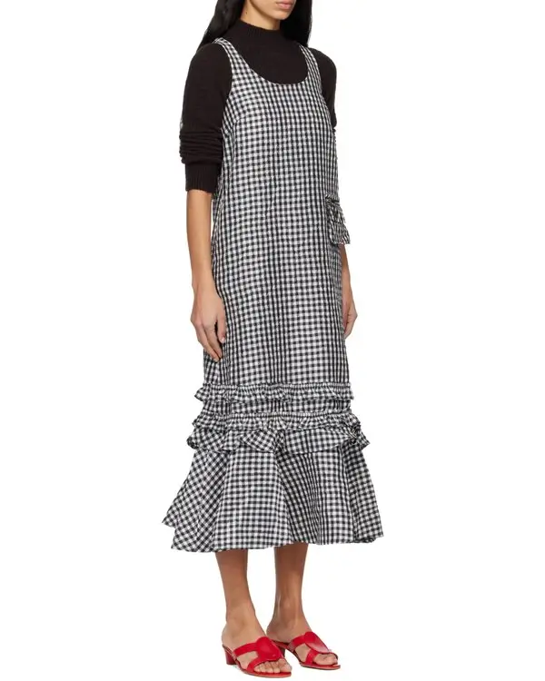 GANNI Checked Sleeveless Midi Dress