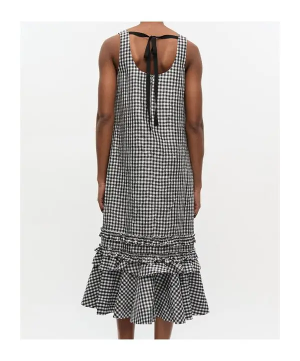 GANNI Checked Sleeveless Midi Dress