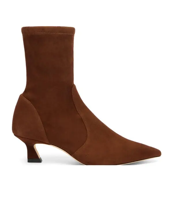 STUART WEITZMAN Pointed Toe Sculpted Heel Ankle Boots - Brown