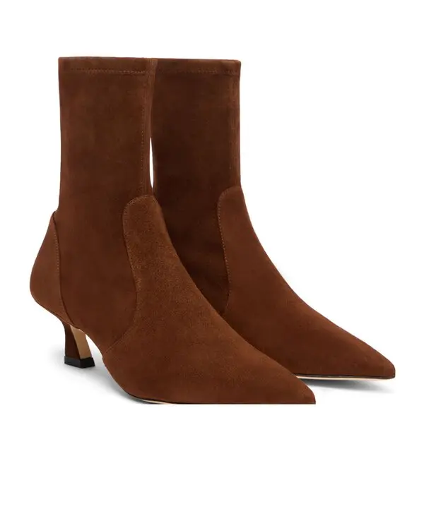 STUART WEITZMAN Pointed Toe Sculpted Heel Ankle Boots - Brown