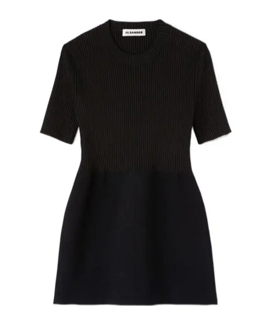 JIL SANDER Short Sleeve Ribbed Knit Top
