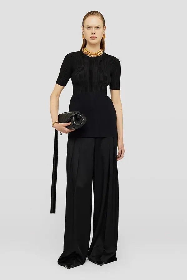 JIL SANDER Short Sleeve Ribbed Knit Top