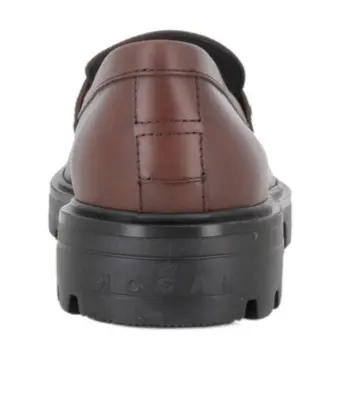 Hogan H673 Round-toe Loafers With Thick Sole - Brown