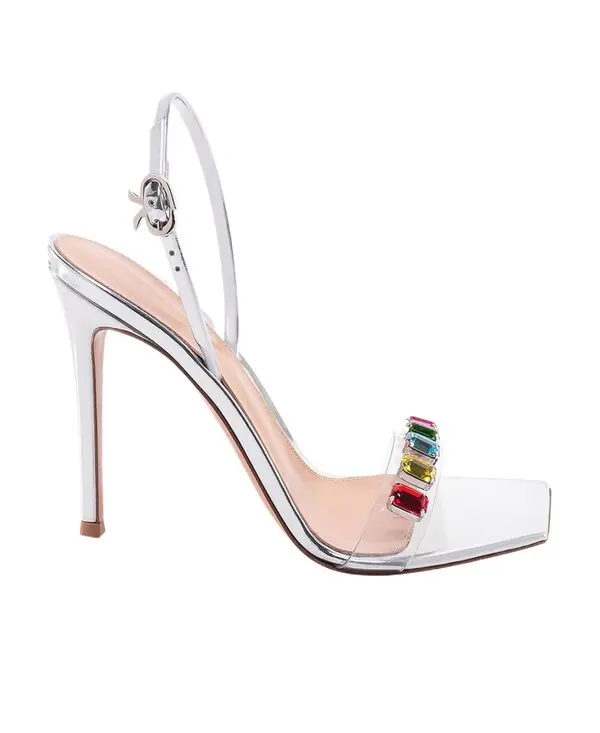 GIANVITO ROSSI Ribbon 100mm Crystal-embellished Sandals - White