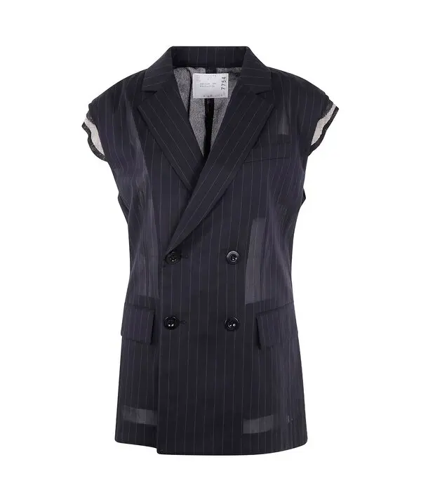 Sacai Storm Flap Pinstriped Waistcoat