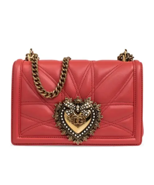 Dolce & Gabbana Devotion Shoulder Bag With Logo Plaque - Red
